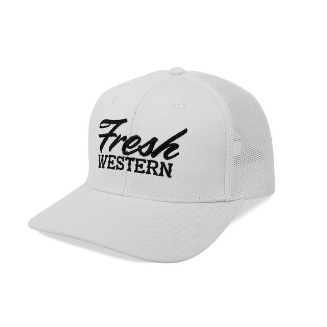 Fresh Western White Trucker Hat – 6-Panel Structured With Embroidery
